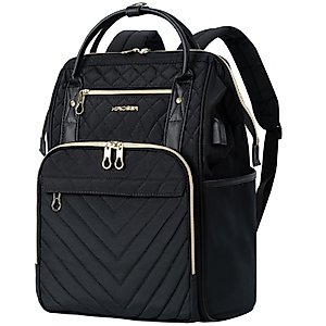 KROSER Laptop Backpack 17" Stylish Backpack Water Repellent College Casual Daypack with USB Port Travel Business Work Bag for Men/Women-Quilted