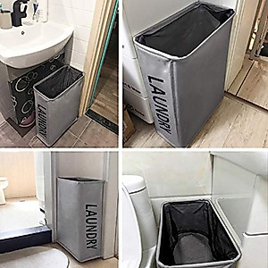 ZERO JET LAG 45L Large Slim Rolling On Wheels Laundry Hamper Basket Tall Dirty Clothes Hamper Clothes Storage Basket Standable Corner Handy Bin Hamper Basket 15×8×22" (22 Inches,Grey)