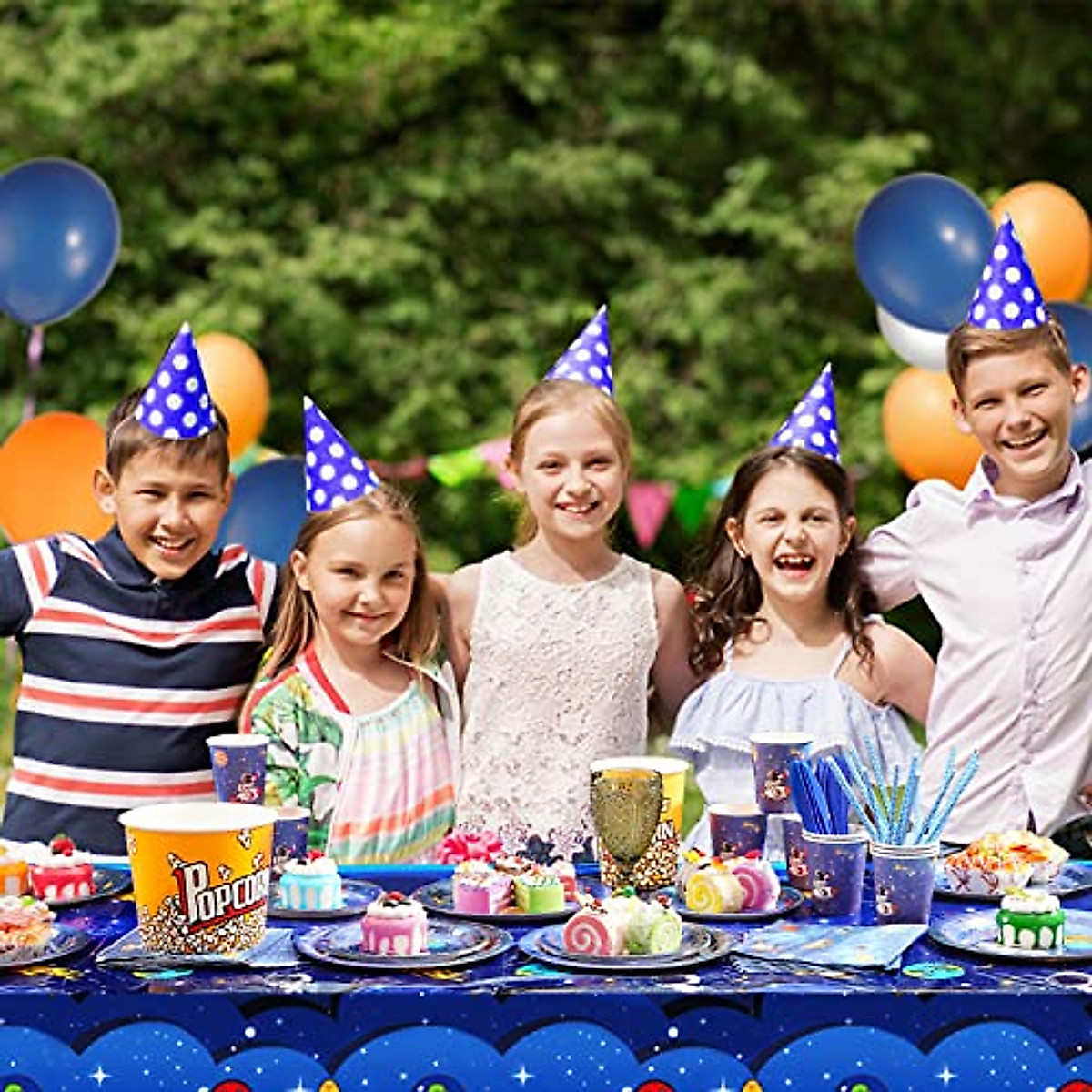 SCIONE Space Party Decorations,199Pcs Outer Space Themed Galaxy Birthday Party Supplies,Plates,Napkins,Cups,Tablecloth,UFO Rocket Balloons for 16 Guests Boys Girls Astronaut Birthday Party Favors