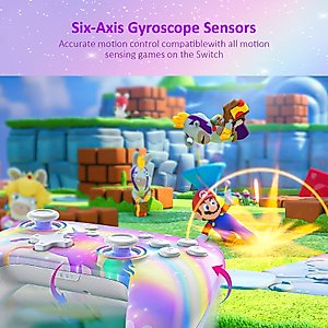 NexiGo Controller (No Deadzone) for Switch/Switch Lite/OLED, Bluetooth Wireless Controllers for Nintendo Switch with Vibration, Motion, Turbo and LED Light, Gift for Gamer Girls Boys (Violet Unicorn)