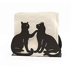 Mango Steam Tabletop Napkin/Tissue & Letter Holder For Home, Kitchen, Restaurants (Cat, Black)