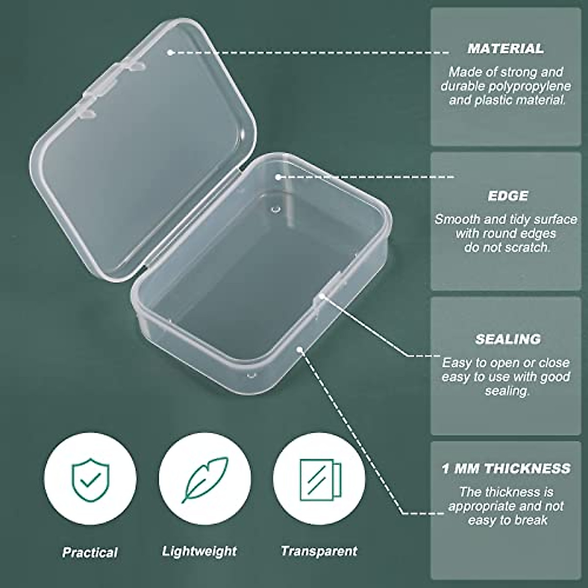 6Pcs Clear Plastic Beads Storage Containers Boxes Mini Storage Containers Box Clear Storage Small Plastic Containers with Lids for Small Items Beads Business Cards Pills Beads Jewellery Craft Items