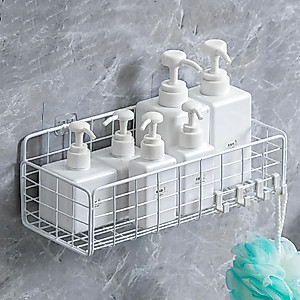 ALAHUGYEF 12 Pcs Adhesive Sticker Hooks for Shower Caddy, Adhesive Sticker Replacement Hook for Corner Shower Shelve, Strong Sticky Heavy-Duty Wall Adhesives Transparent for Bathroom Soap Holder