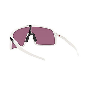 Oakley Men's OO9406A Sutro Low Bridge Fit Rectangular Sunglasses, Matte White/Prizm Road, 37 mm