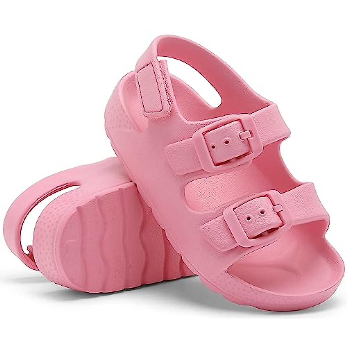 INMINPIN Toddler Boys Girls Buckle Sandals Comfort Open Toe Sandal with Adjustable Back Strap, Pink, 5 Toddler