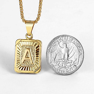 Trendsmax Initial Letter Pendant Necklace for Mens Womens Gold Plated Letter A Pendant Necklace Stainless Steel Box Link Chain 22inch