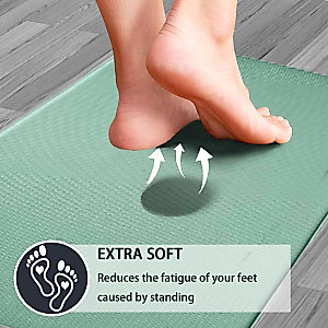 UPHTEH Anti Fatigue Kitchen Mats for Floor 2 Piece Set,17.32 * 28.74 and 17.32 * 46.25,Non Slip Waterproof Kitchen Mats and Rugs Ergonomic Comfort Mat for Kitchen,Home,Office,Sink,Laundry Room (green)