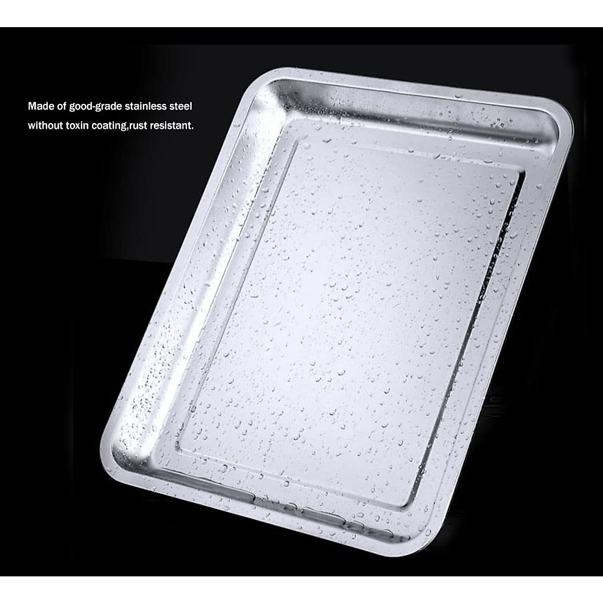 Stainless Steel Tray,Lab Trays,nail art Tool Trays,Size:12.5''x8.7''x0.85'',Food Serving Tray,Medical Surgical Tray,Dental Instruments Metal Trays,Healthy & Non Toxic, Rust Free & Mirror Finish(2PCS)