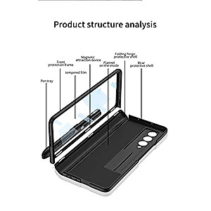 CeeEee Samsung Galaxy Z Fold 3 5g Case Screen Protector 360 Degree Full Protection Built-in with 9H Tempered Glass Screen Protector with S Pen Holder and Kickstand Cover Hinge Protection, Black