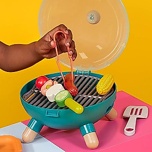 B. toys- Mini Chef - BBQ Grill Playset- Pretend Play BBQ Grill Play Set – Toy Grill & Play Food – Barbecue Role-Play Set for Kids- 3 Years + (16 Pcs)