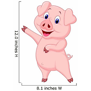 Wallmonkeys Cute Pig Cartoon Presenting Wall Decal Peel and Stick Graphic (12 in H x 8 in W) WM15167