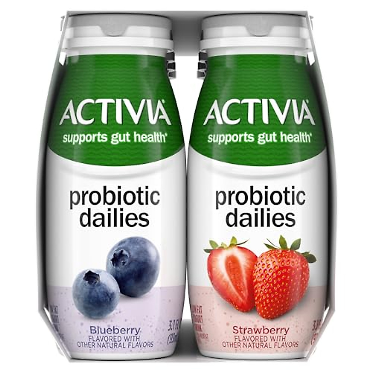 Activia Probiotic Dailies Strawberry and Blueberry Lowfat Yogurt Drinks, Delicious Daily Probiotic Yogurt Drinks to Help Support Gut Health, 8 Ct, 3.1 FL OZ