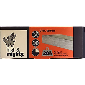 HIGH & MIGHTY 515621 Modern 24" Floating Shelf Holds up to 20lbs, Easy Tool-Free Dry Wall Installation, Flat, Retail Pack of 2, Gray