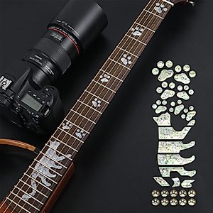 Guitar Neck Fretboard Sticker, Fret Inlay Decal for Ukulele, Music Guitar, Bass, Acoustic Guitar, Electric Guitar, Silver Thin (Cat Paw)