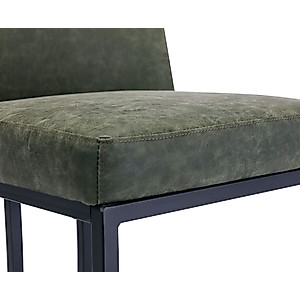 VESCASA 24" H Counter Height Barstools with Back, Mid Century Modern Faux Leather Upholstered Counter Stool Chairs with Black Metal Frame for Kitchen Island, Bar, Pub, Set of 2, Green