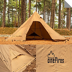 Hot Tent with Stove Jack 4-8 Person Onefires Large Teepee Tent for Family Camping (1 Large Hot Tent)