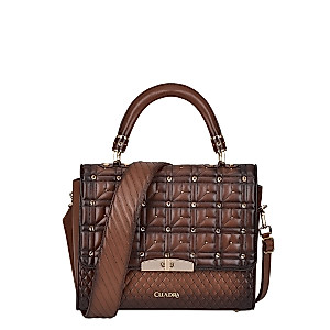 Cuadra women's handbag in genuine leather with crystals brown, BOD07RS