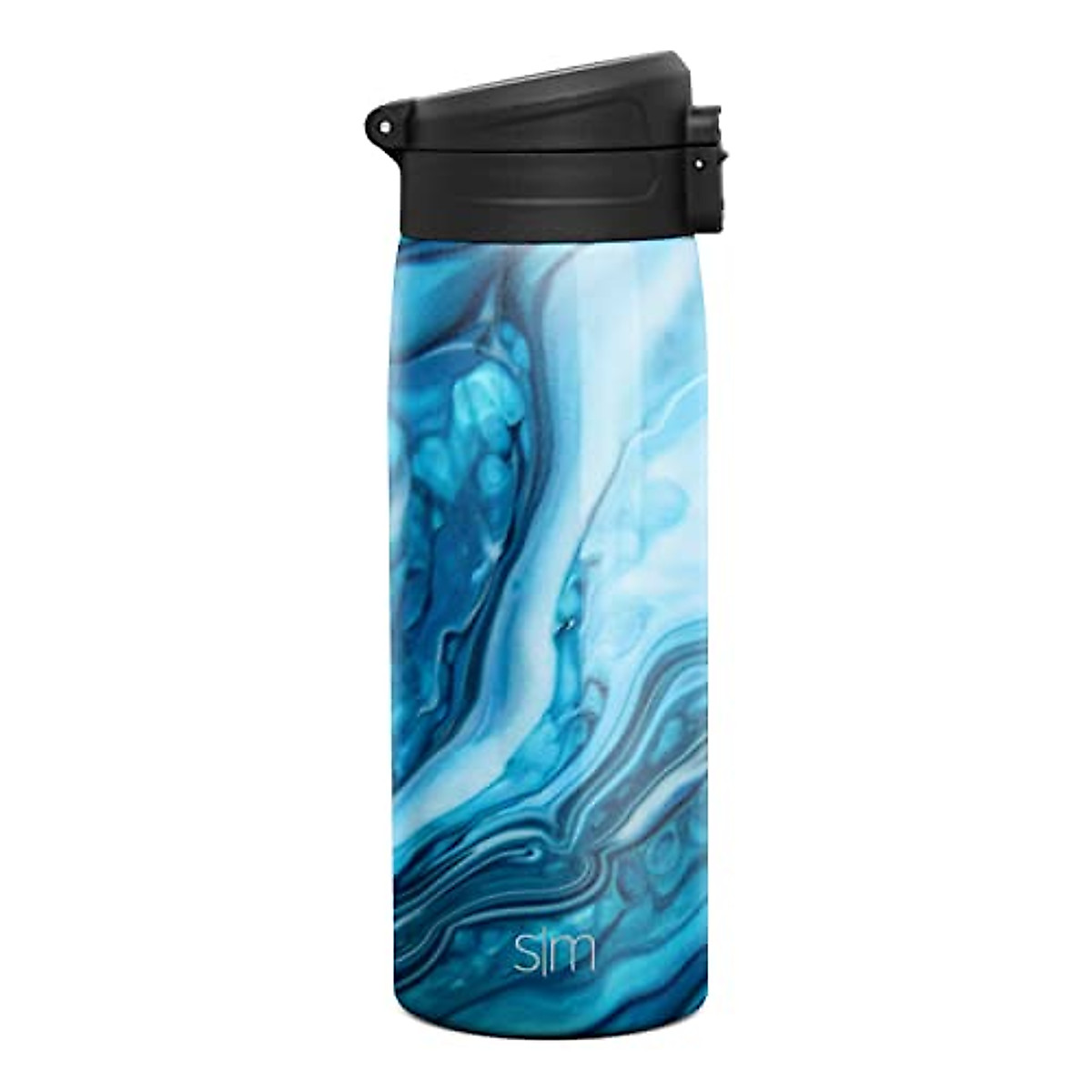 Simple Modern Insulated Thermos Travel Coffee Mug with Twist & Snap Flip Lid | Leakproof Reusable Stainless Steel Tumbler Cup | Gifts for Women Men Him Her | Kona Collection | 16oz | Ocean Geode