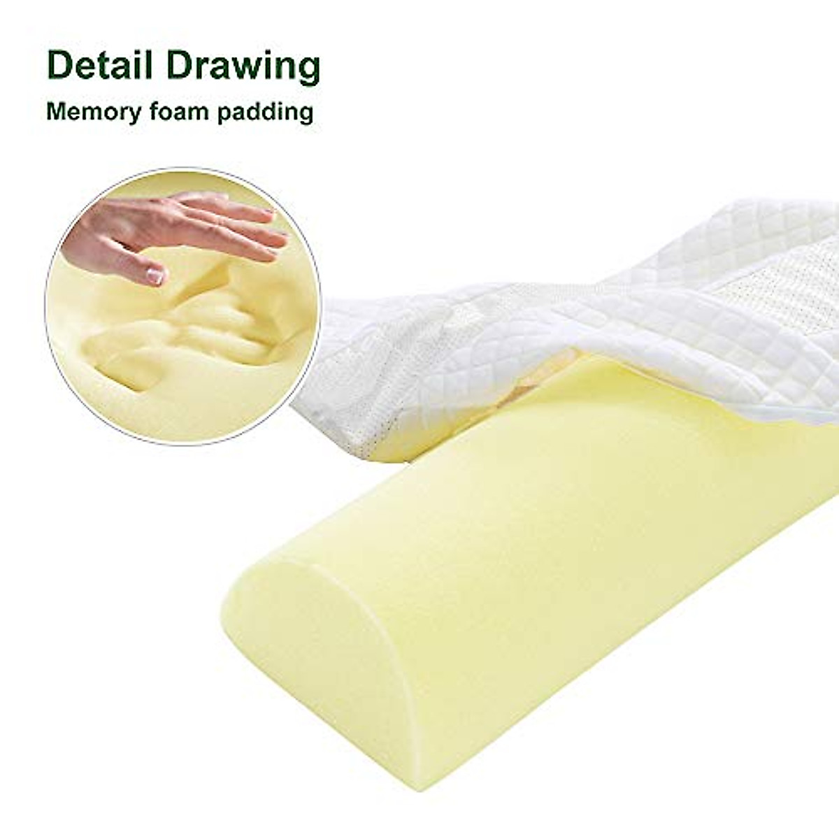 Shinnwa Bed Bumpers for Toddlers (2-Pack) Memory Foam Bed Rail for Toddlers & Adults, Safety Rail Guard for Queen, King, Full Bed, Sleep Long Pillow Pads with Non-Slip Bottom & Machine Washable Cover