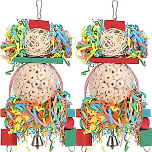 BBjinronjy Bird Toys,2PCS Conure Toys Hanging Natural Soft Sola Ball Beak Chew Shred Forage Toys for Parrots,Cockatiel,Conure,Love Birds,Parakeets,Budgie and Other Small Birds