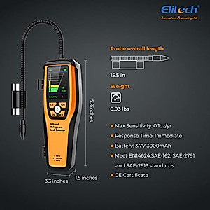Elitech HVAC Refrigerant Leak Detector 10 Yrs Infrared Sensor Life Halogen Freon Sniffer, Air Conditioning Detection, Automotive Gas Finder, R22 R410A R134A R1234YF CFCs HCFCs HFCs, ILD-200