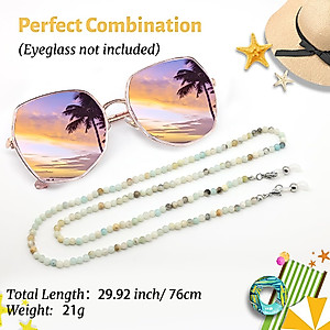 LuReen Stylish Eyeglass Chain Sunglass Chain for Women, Natural Stone Beaded Glass Strap Glass Lanyard Around Neck Daily Wear