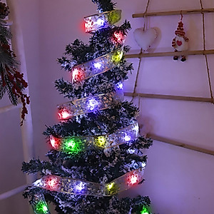 Christmas Ribbon String Lights,9.84ft LED Christmas Tree Ribbon Fairy Lights,Christmas Decorations Battery Operated Copper Ribbon Bows Cute for Party Weddings New Year Indoor Outdoor Xmas Decor