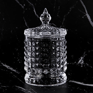 STP GOODS Glass Container Box with Lid Glass Storage Jar Clear Glass Relief Small Jar with Lid Glass Container for Coffee, Spices, Organizer Jars 6.1" (15.5 cm)