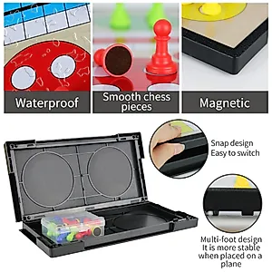 KIDAMI Ludo Magnetic Board Game Set, Children’s Family Ludo Learning Game for Kids and Adults（11.2X11.2 in ）