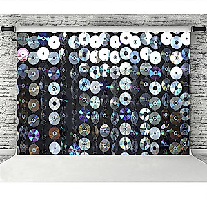 Lofaris 50's Theme Party Backdrop CD Wall Disco Background Rock and Roll Music Birthday Party Decorations Cake Table Banner 7x5ft