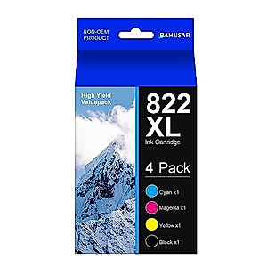 822XL Remanufactured Ink Cartridge Replacement for Epson 822XL 822 XL T822XL use for Epson Workforce Pro WF-3820 WF-4830 WF-4820 WF-4833 WF-4834 (1 Black, 1 Cyan, 1 Magenta, 1 Yellow) 4 Pack