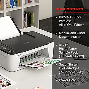 Canon PIXMA 3522 Series All-in-One Color Inkjet Printer I Print Copy Scan I Mobile Printing I Wireless I 1.5" Segment LCD I 50 Sheets Paper Tray I 4800 x 1200 dpi I Black + Printer Cable