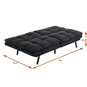 QLDFX HERQS-Memory Foam futon, Black Faux Suede, MS95-010-107-02