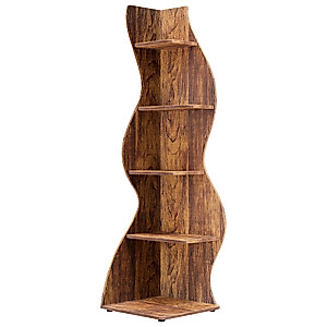 NicBex 5-Tier Corner Shelf,69.88IN Tall Corner Storage Cabinet,Rustic Display Rack Multipurpose Bookshelf,Narrow Corner Bookcase for Wall Corner,Home Office,Living Room, Bedroom,Rustic Brown