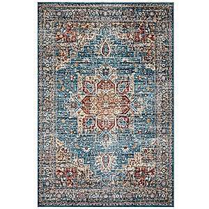 Area Rugs for Living Room: 5x7 Rug for Bedroom Machine Washable with Non Slip Backing Non Shedding, Boho Medallion Floral Large Carpet for Dining Room Nursery Home Office Indoor Decor Blue/Red