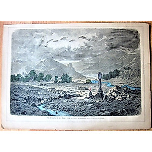 Antique Steel Engraving: River Scene
