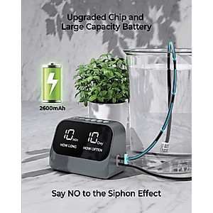 Automatic Watering System for Potted Plants, Plant Waterer with Smart Programmable Timer, Waterproof LED Display & Large Capacity Battery, Precise Distribution of Water, Gray