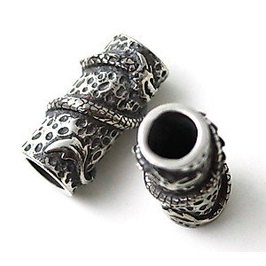 LynnAround Pewter Norse Nordic Viking Dragon Beard Beads Rings, Dwarven Dreadlock Pirate Medieval Hair Beads, Pagan Jewelry