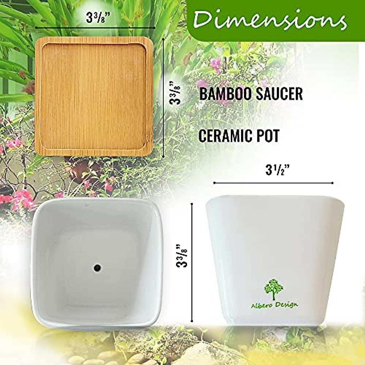 Indoor Herb Garden Kit Complete Kitchen Windowsill Herb Garden - Ceramic Pots, Wondersoil, Bamboo Saucers and Markers - Indoor Organic Herb Gardening Gifts DIY Kits for Women and Men