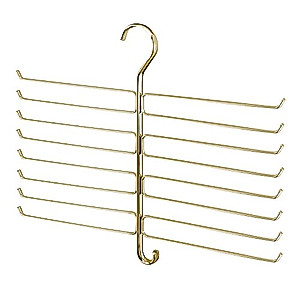 mDesign Metal Closet Rod Hanging Accessory Storage Organizer Rack for Scarves, Ties, Yoga Pants, Leggings, Tank Tops - Snag Free, Geometric Design, 16 Arms/1 Hook - Spira Collection - Soft Brass