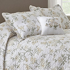 Nostalgia Home Juliette Yellow Floral King Bedspread, White