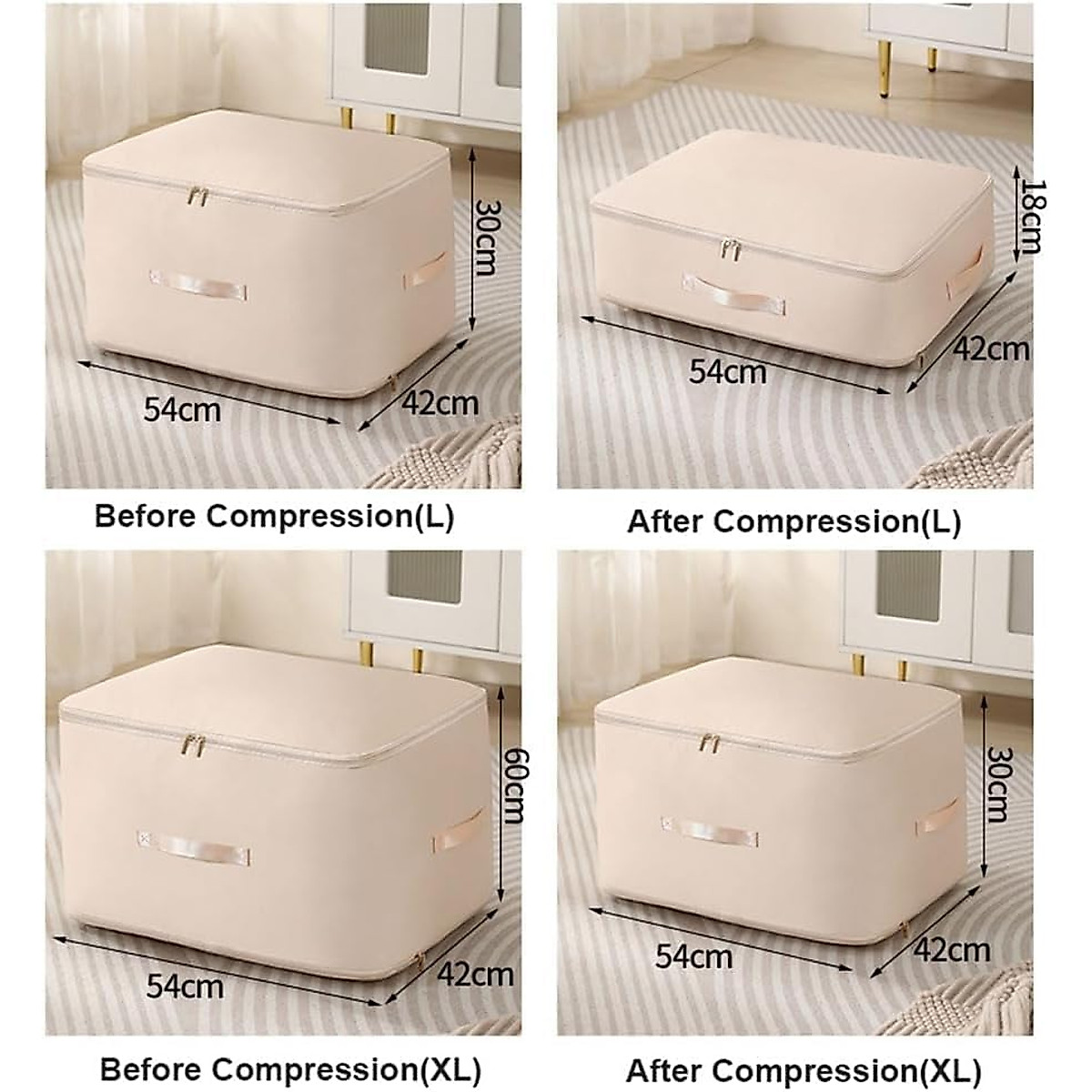 Ultra Space Saving Self Compression Organizer,Blanket Organizers And Storage,Space Bags, Organizer Bags for Comforters,Clothes,Winter Clothes Storage (Gray, L(54 * 42 * 30CM))