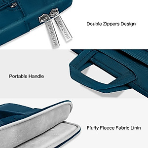 MOSISO Laptop Shoulder Bag Compatible with MacBook Air/Pro, 13-13.3 inch Notebook, Polyester Flapover Briefcase Sleeve Case, Deep Teal