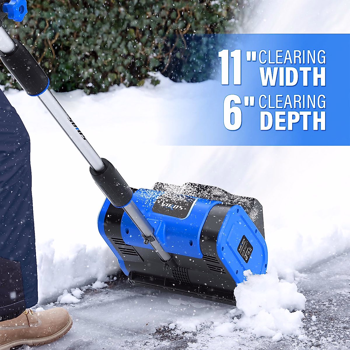 SOYUS Cordless Snow Shovel, 20V 11-Inch Snow Blower Cordless, Electric Snow Shovel with Adjustable Front Handle, Dust Bag, 4.0Ah Battery & Quick Charger Included