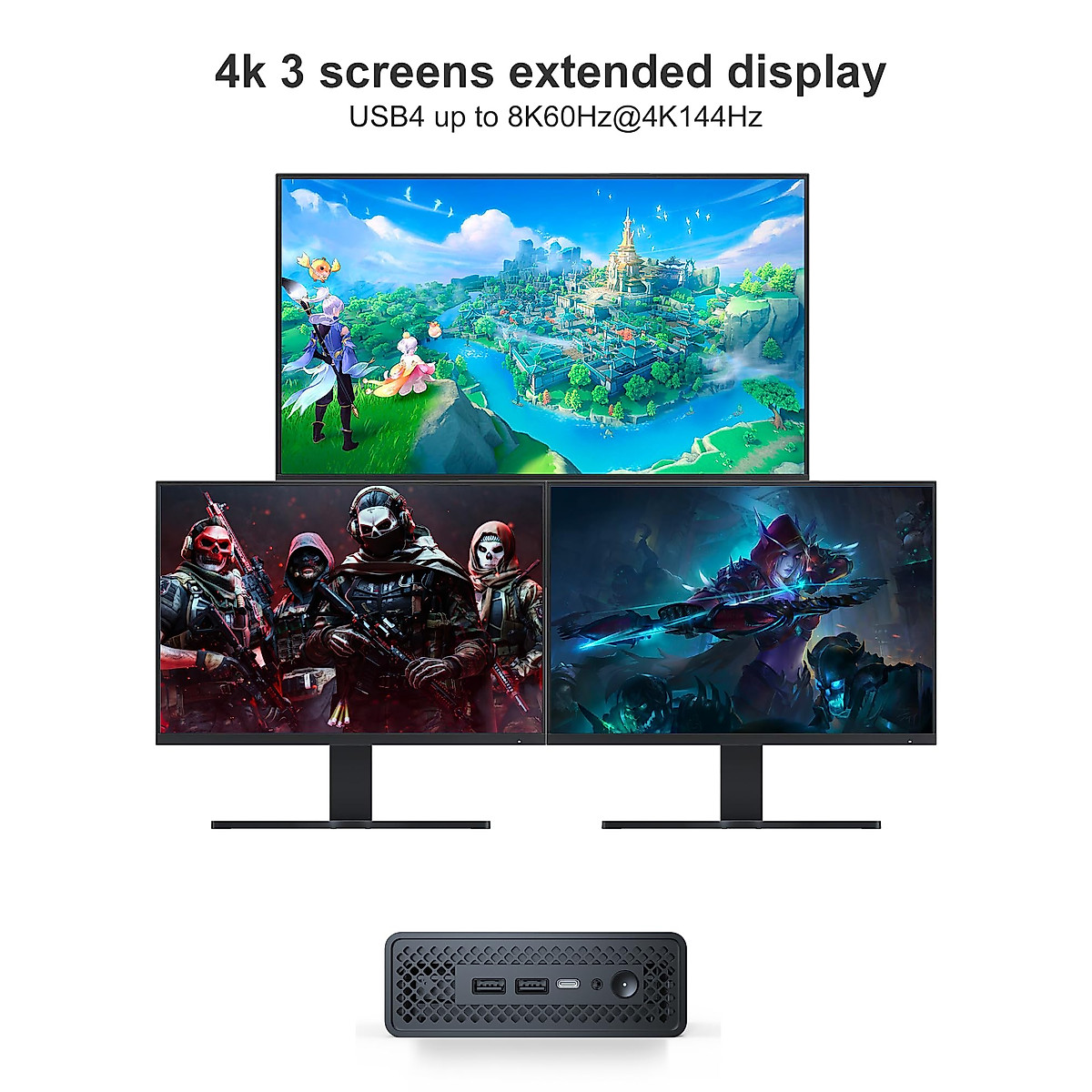 FEVM Mini Pc FN100 Mini Desktop Computer 12th Intel Alder Lake-N100(3.4GHz 18W TDP)4K@60Hz 3 Display, ALT Mode USB-C Port, Dual Nic(2.5G+1G), Windows 11 Pro, 8GB RAM+256GB NVME SSD, AX201 WIFI6, BT5.2