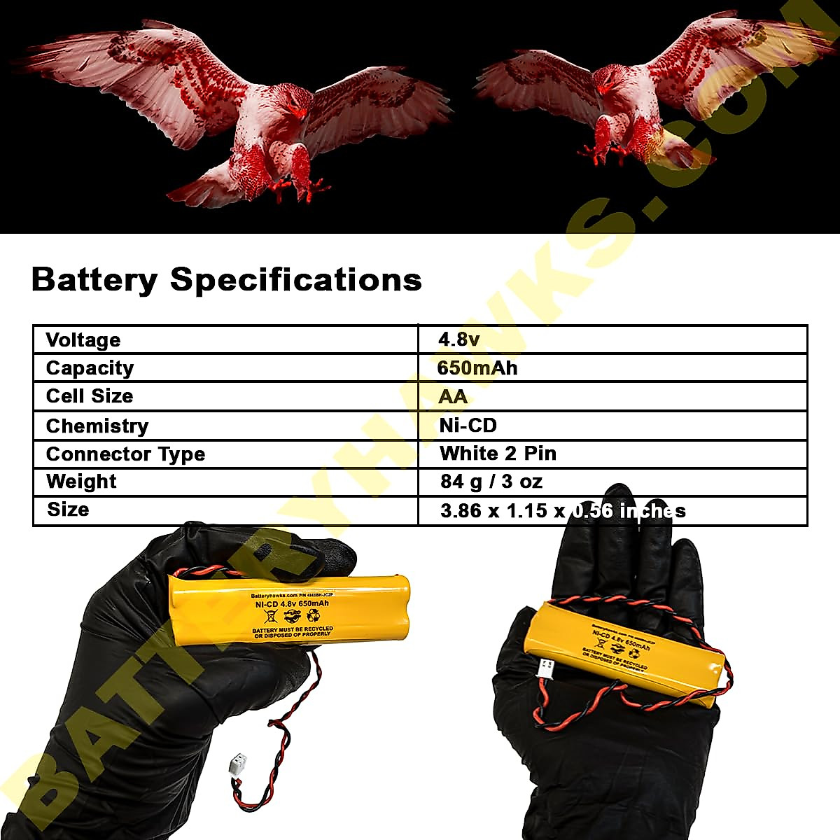 E1021R All Fit EJW-NI-CAD D-AA650Bx4 BYD D-AA650B 4.8v 650mah Ni-CD AA Battery Pack Exit Sign Emergency Light Fire Exit