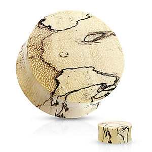 Pierced Owl Organic Spalted Tamarind Wood Double Flared Saddle Plug Gauges, Sold as a Pair (10mm (00GA))