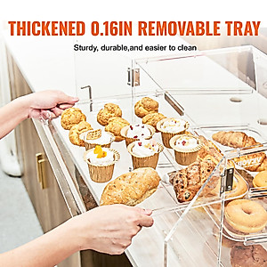 VEVOR Pastry Display Case, 3-Tier Commercial Countertop Bakery Display Case, Acrylic Display Box with Rear Door Access & Removable Shelves, Keep Fresh for Donut Bagels Cake Cookie, 20.7"x14.2"x16.3"