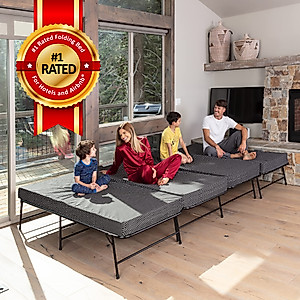 LiteBed­™ Folding Bed with Memory Foam Mattress - Portable Twin Fold Up Bed with Storage Bag - Luxurious Hideaway Foldable Bed with Frame - Foldaway Guest Bed for Adults & Kids - NO-RISK 100-DAY TRIAL