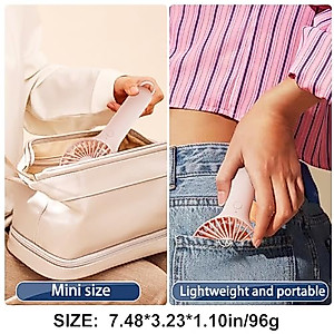 QQT Mini Handheld Fan,Small Personal Fan with 3Speeds,Portable Battery Operated Fans,USB Rechargeable Makeup Eyelash Fan,Strong Hand Fan for Travel Office Outdoor Women Men Stylish Kids (Pink)